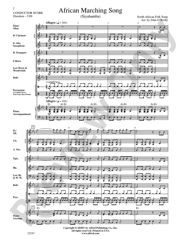 African Marching Song: Score: Concert Band Score - Digital Sheet Music ...