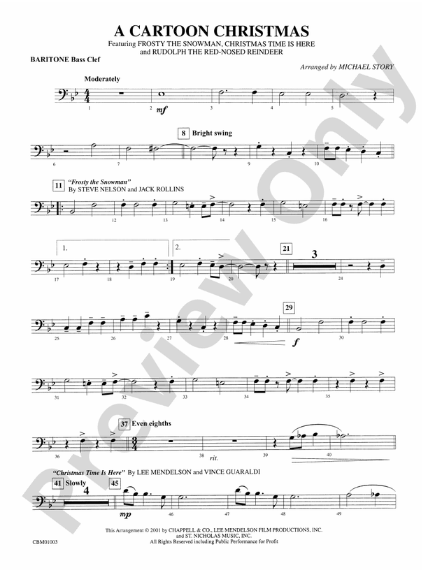 A Cartoon Christmas: Baritone B.C.: Baritone B.C. Part - Digital Sheet ...