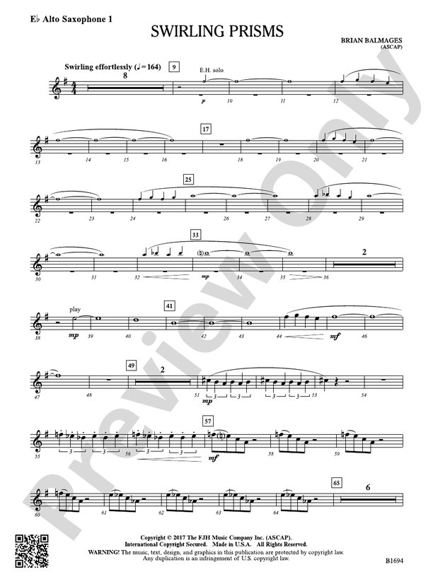 Swirling Prisms: E-flat Alto Saxophone 1: E-flat Alto Saxophone 1 Part: Brian Balmages - Digital ...