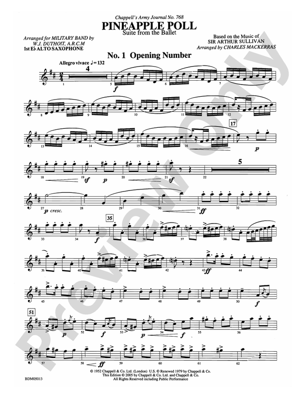 Pineapple Poll (Suite from the Ballet): E-flat Alto Saxophone: E-flat ...