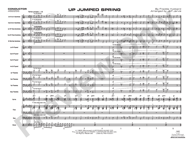Up Jumped Spring: Jazz Ensemble Conductor Score & Parts: Freddie Hubbard - Digital Sheet Music ...