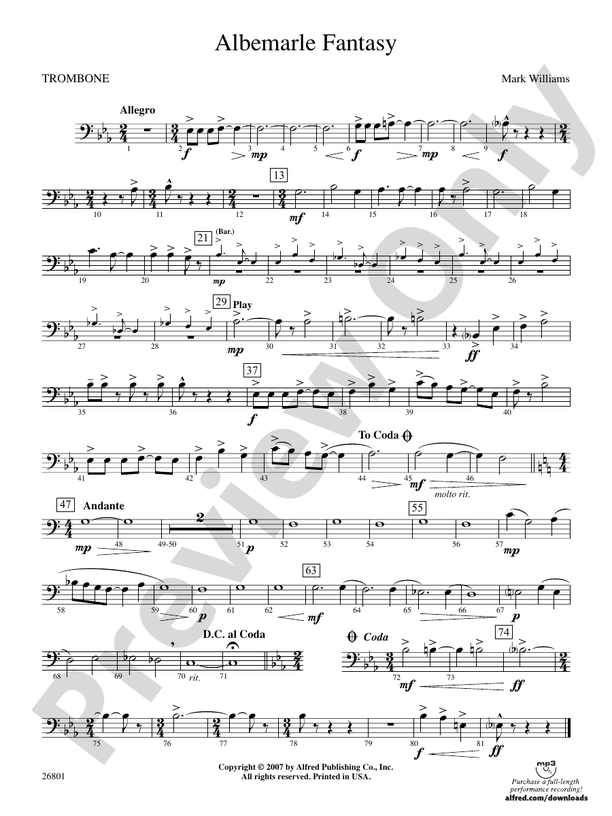 Albemarle Fantasy: 1st Trombone: 1st Trombone Part - Digital Sheet Music Download