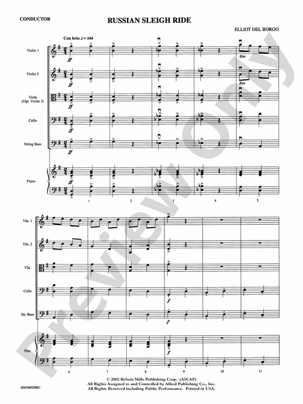 Russian Sleigh Ride: Score: String Orchestra Score - Digital Sheet ...