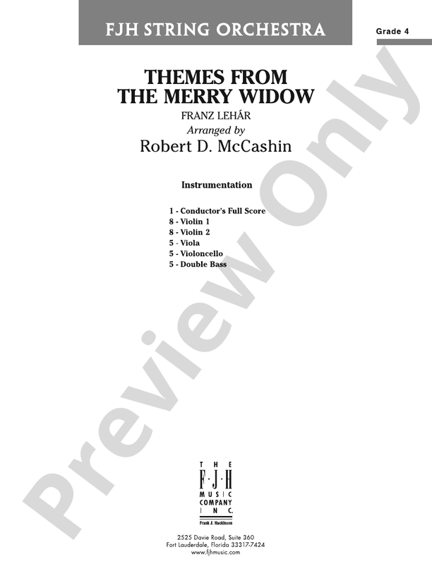 Themes from The Merry Widow: Score: String Orchestra Score: Franz Lehar ...