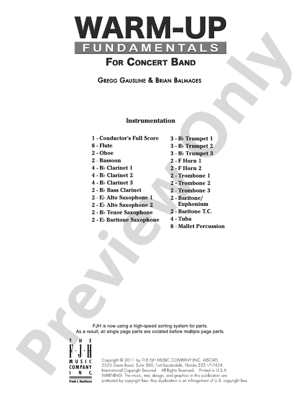 Warm-Up Fundamentals for Concert Band: Score: Concert Band Score: Gregg ...