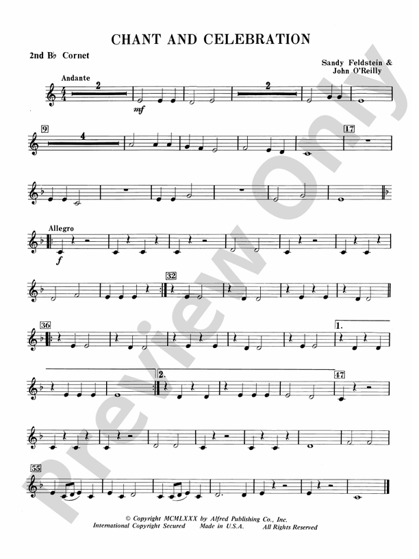 Chant and Celebration: 2nd B-flat Cornet: 2nd B-flat Cornet Part ...