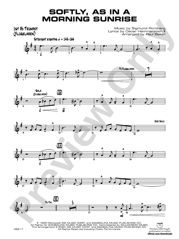 Softly, as in a Morning Sunrise: 1st B-flat Trumpet: 1st B-flat Trumpet ...