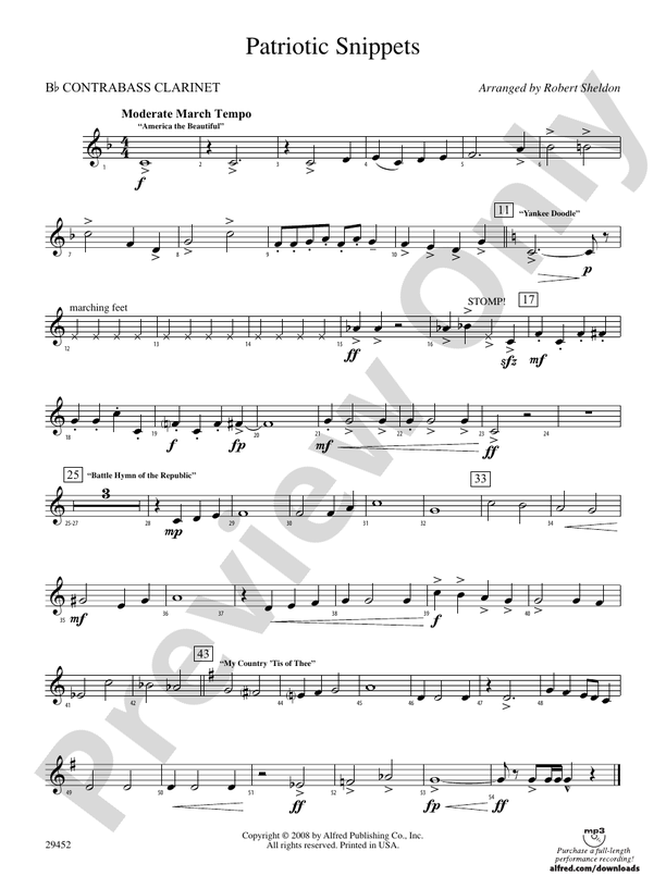 Patriotic Snippets: (wp) B-flat Contrabass Clarinet: (wp) B-flat Contrabass Clarinet World Part ...