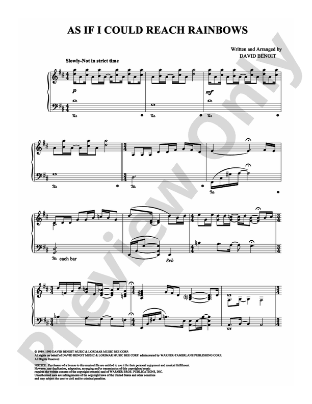 As If I Could Reach Rainbows: Piano: David Benoit - Digital Sheet Music Download