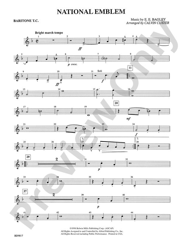 National Emblem: Baritone T.C.: Baritone T.C. Part - Digital Sheet ...