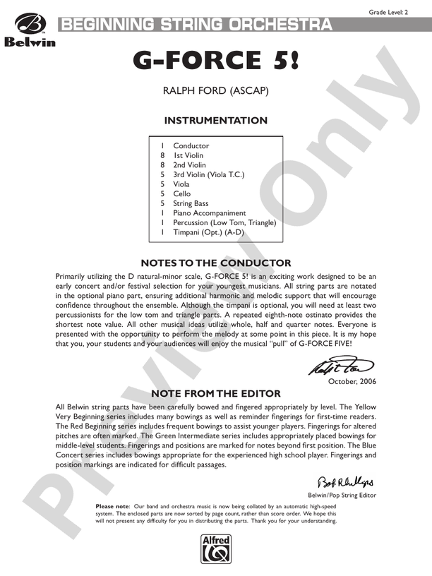 G-Force Five!: Score: String Orchestra Score - Digital Sheet Music Download