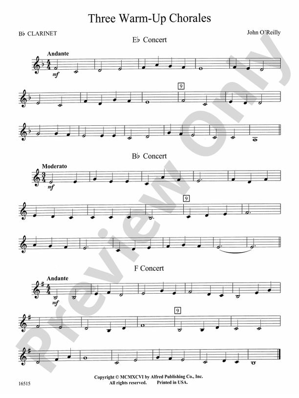 Three Warm-Up Chorales: 1st B-flat Clarinet: 1st B-flat Clarinet Part - Digital Sheet Music Download