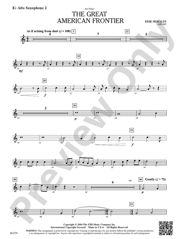 The Great American Frontier: E-flat Alto Saxophone 2: E-flat Alto Saxophone 2 Part: Erik Morales ...