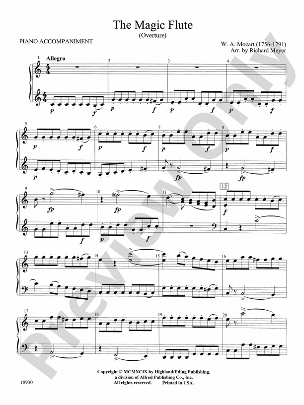 The Magic Flute (Overture): Piano Accompaniment: Piano Accompaniment ...