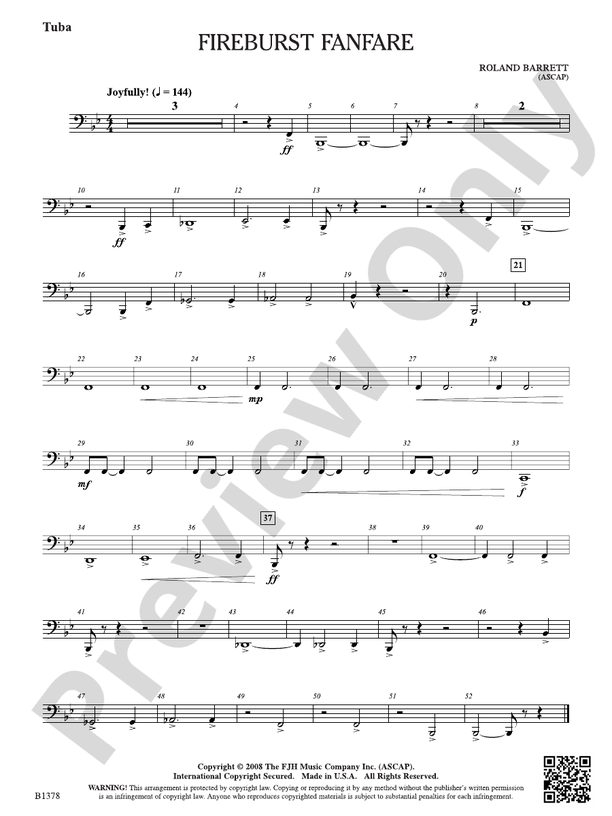 Fireburst Fanfare: Tuba: Tuba Part: Roland Barrett - Digital Sheet ...