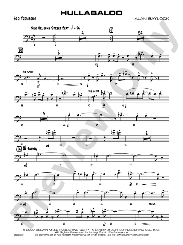 Hullabaloo: 3rd Trombone: 3rd Trombone Part - Digital Sheet Music Download