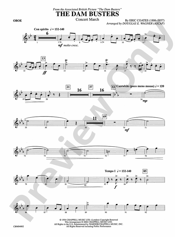 The Dam Busters Concert March: Oboe: Oboe Part - Digital Sheet Music ...