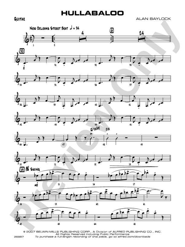 Hullabaloo: Guitar: Guitar Part - Digital Sheet Music Download