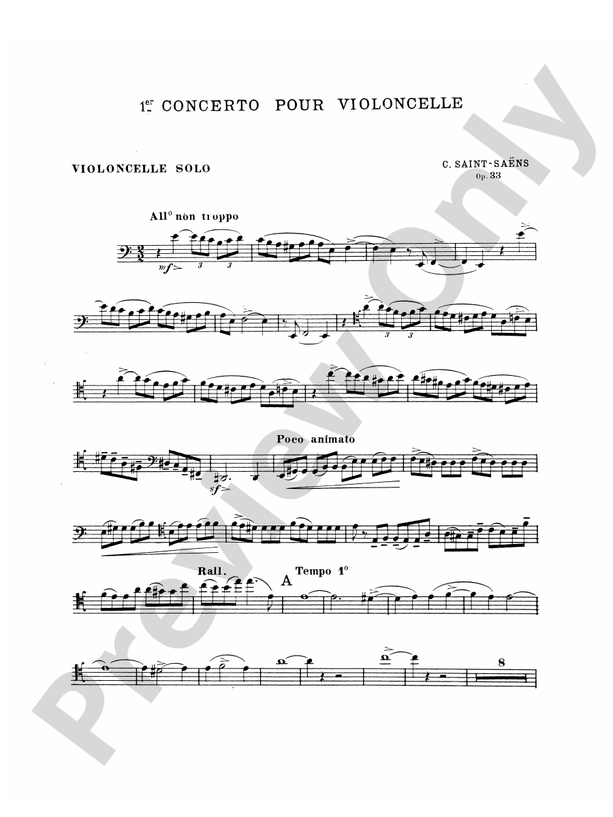 Saint-Saëns: Cello Concerto No. 1, Op. 33: Cello Book: Camille Saint ...