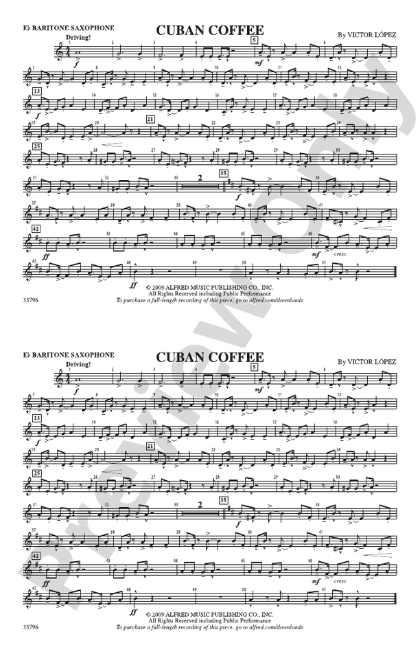 Cuban Coffee: E-flat Baritone Saxophone: E-flat Baritone Saxophone Part - Digital Sheet Music ...