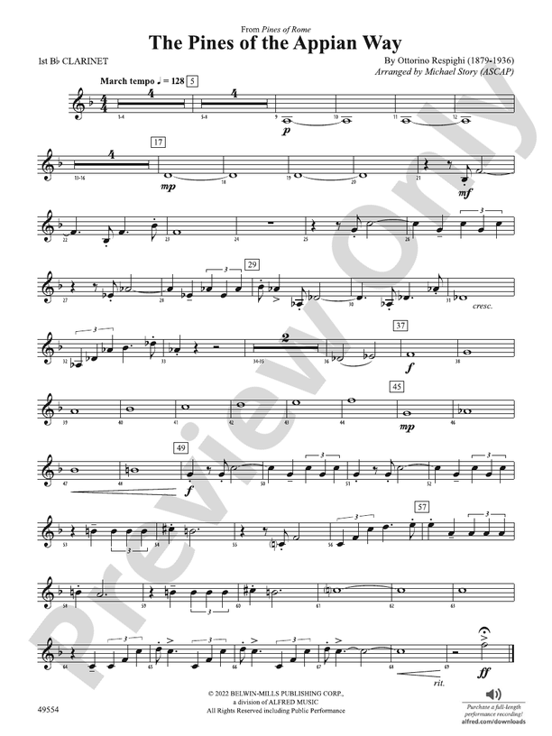 The Pines of the Appian Way: 1st B-flat Clarinet: 1st B-flat Clarinet Part - Digital Sheet Music ...