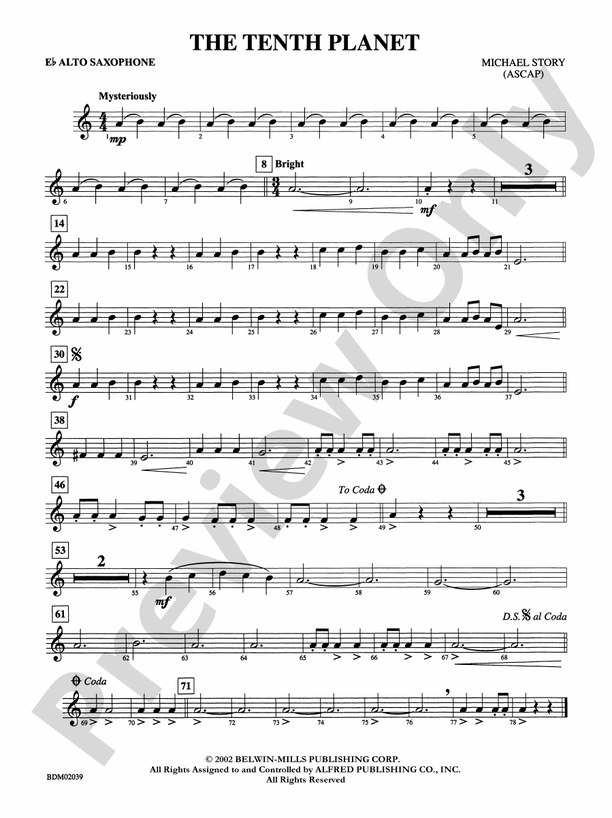The Tenth Planet: E-flat Alto Saxophone: E-flat Alto Saxophone Part ...