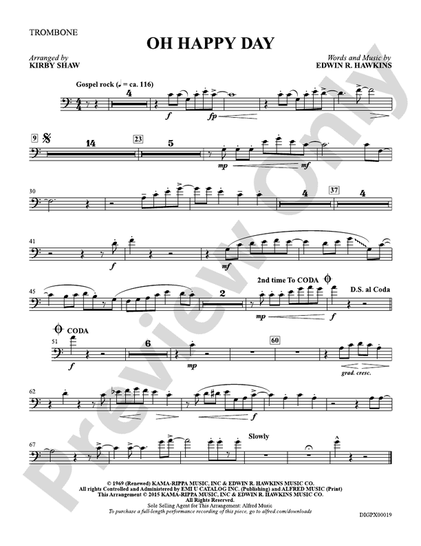 Oh Happy Day: Trombone: Trombone Part: Edwin R. Hawkins - Digital Sheet ...