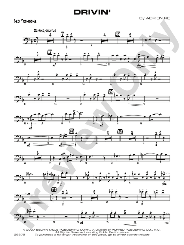 Drivin': 3rd Trombone: 3rd Trombone Part - Digital Sheet Music Download