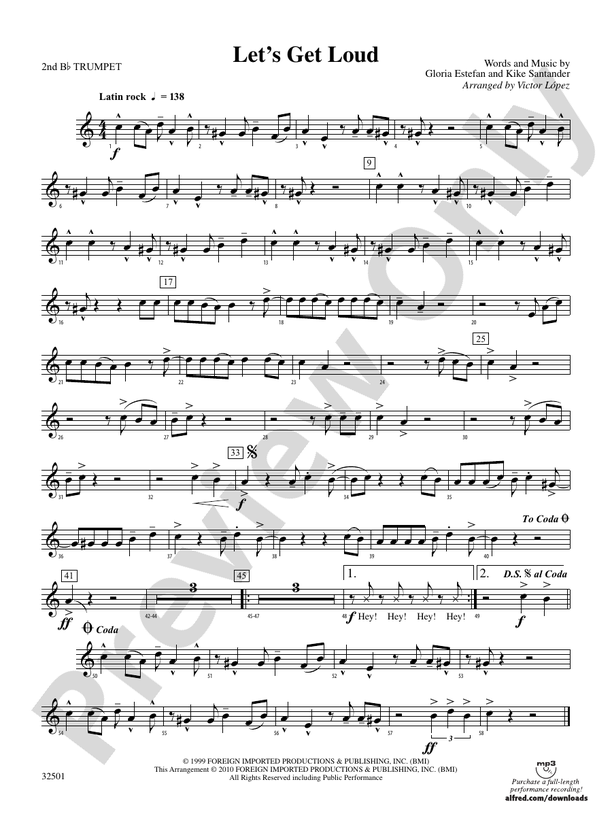 Let's Get Loud: 2nd B-flat Trumpet: 2nd B-flat Trumpet Part - Digital Sheet Music Download