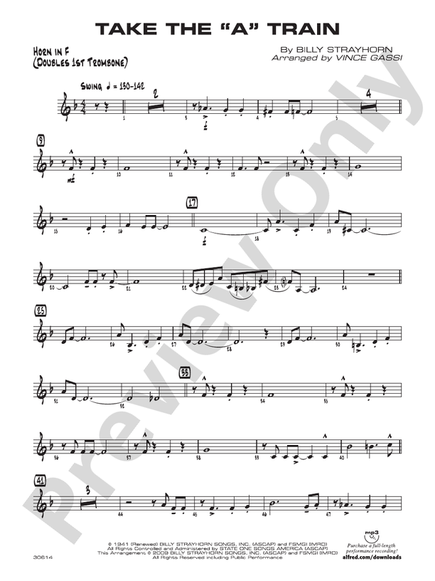 Take the "A" Train: 1st F Horn: 1st F Horn Part - Digital Sheet Music ...