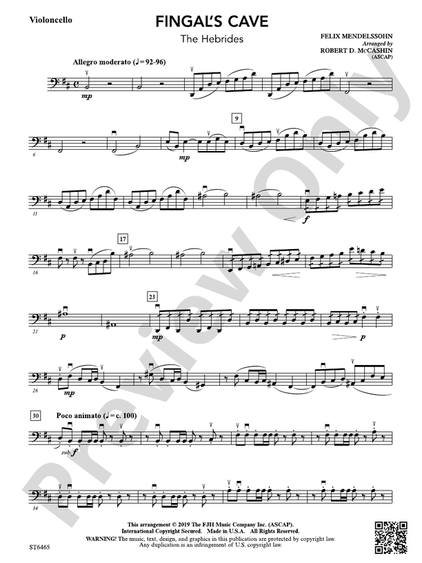Fingal's Cave: Violoncello: Violoncello Part: Felix Mendelssohn ...