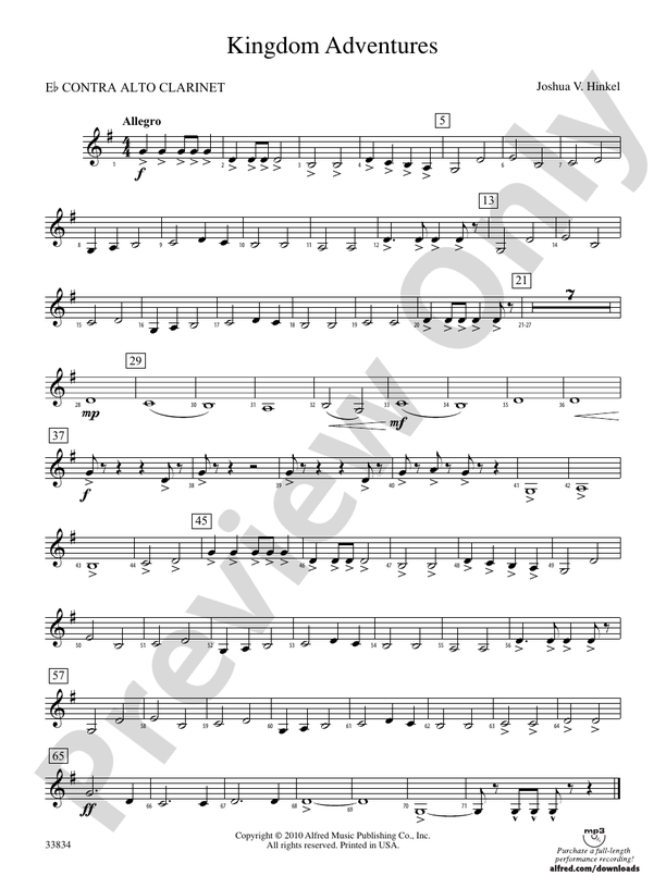 Kingdom Adventures: (wp) E-flat Contrabass Clarinet: (wp) E-flat Contrabass Clarinet World Part ...