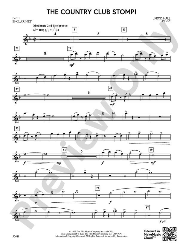 The Country Club Stomp!: Part 1 - B-flat Clarinet: Part 1 - B-flat ...
