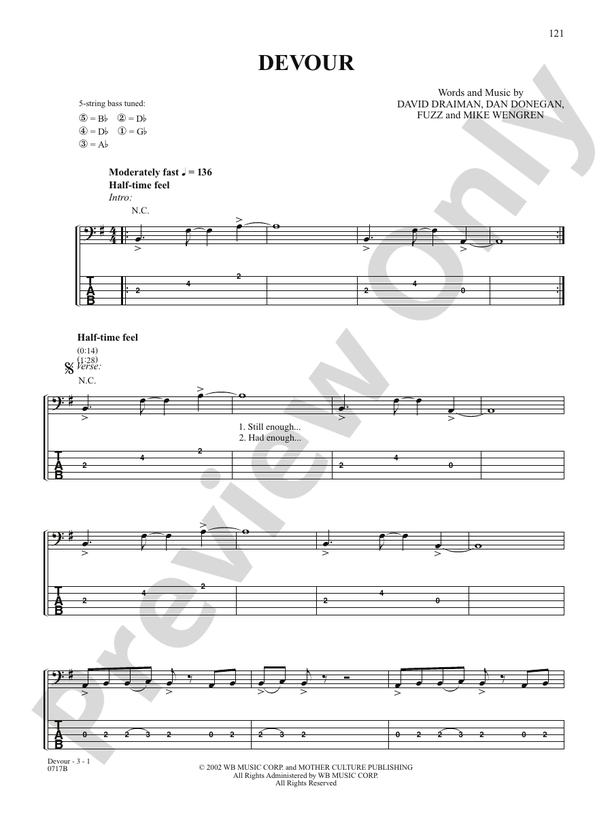 Devour: Guitar: Disturbed - Digital Sheet Music Download