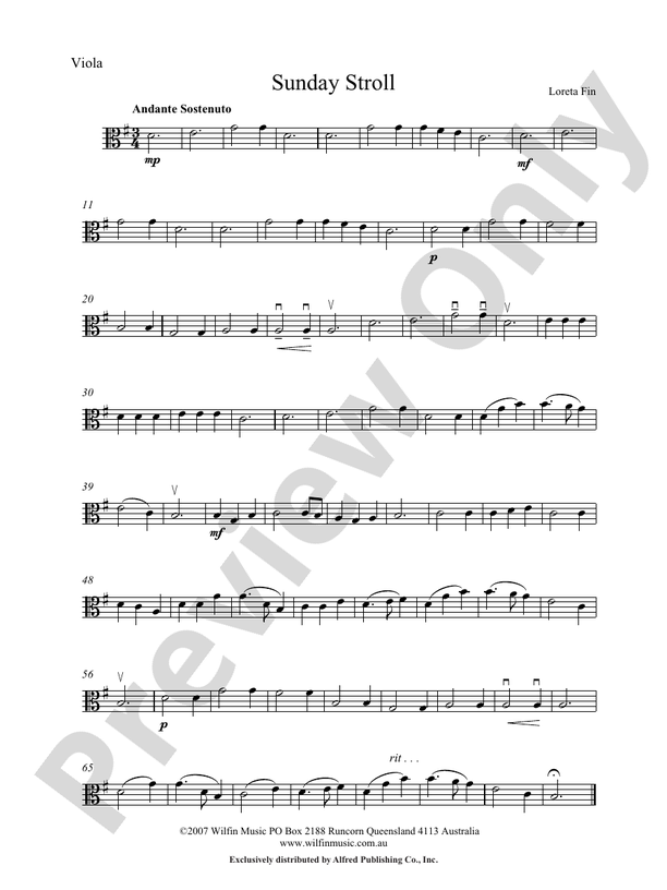 Sunday Stroll: Viola: Viola Part - Digital Sheet Music Download