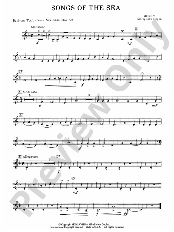 Songs of the Sea (Medley): Baritone T.C.: Baritone T.C. Part - Digital ...