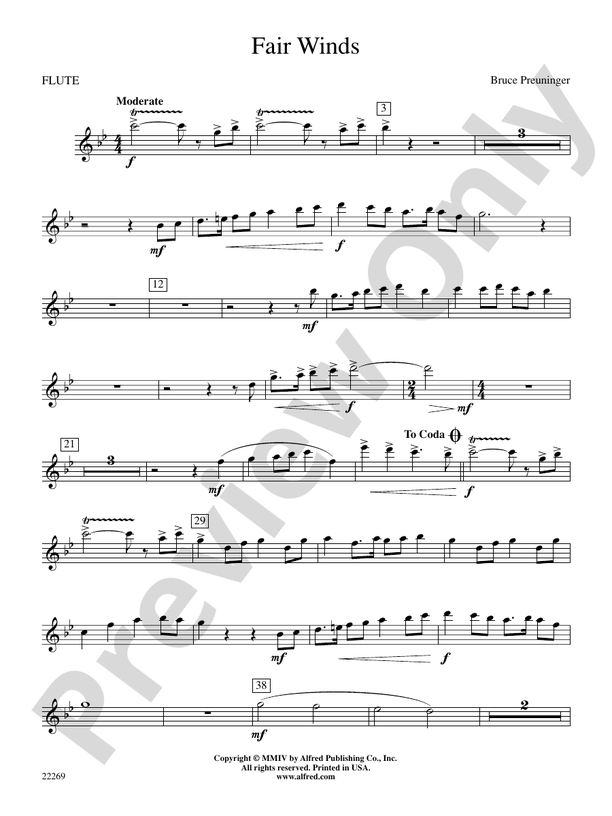 Fair Winds: Flute: Flute Part - Digital Sheet Music Download