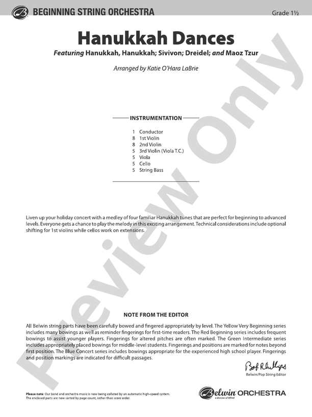 Hanukkah Dances: : Katie O'Hara LaBrie - Digital Sheet Music Download