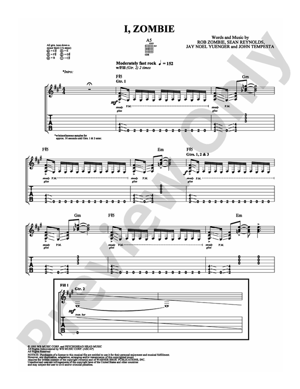 I, Zombie: Guitar TAB: White Zombie - Digital Sheet Music Download