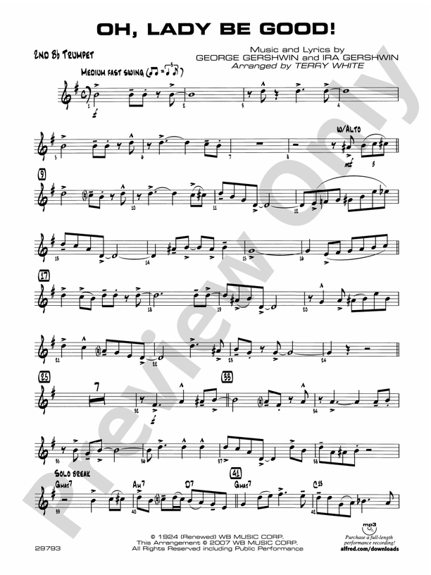 Oh, Lady Be Good!: 2nd B-flat Trumpet: 2nd B-flat Trumpet Part ...
