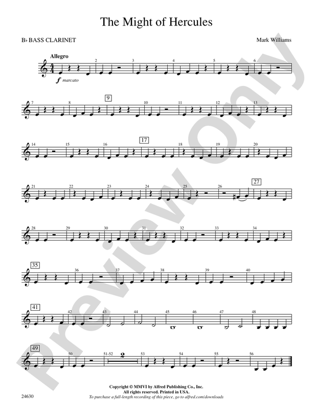 The Might of Hercules: B-flat Bass Clarinet: B-flat Bass Clarinet Part ...