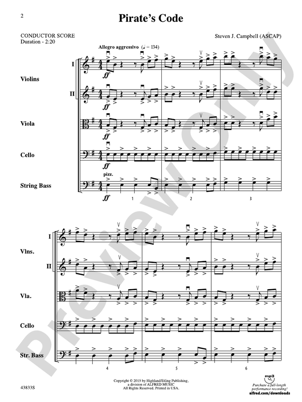 Pirate's Code: Score: String Orchestra Score - Digital Sheet Music Download