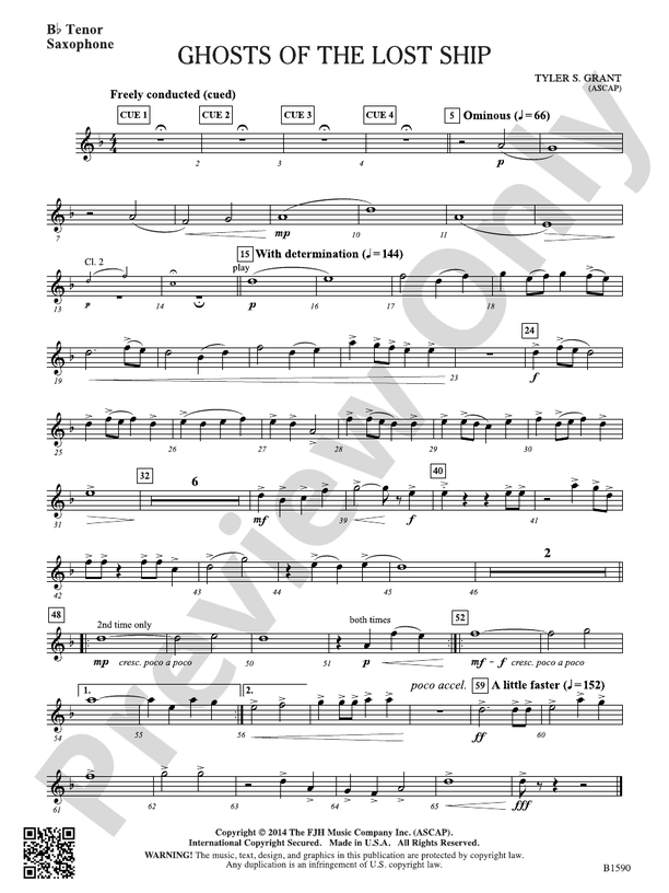 Ghosts of the Lost Ship: B-flat Tenor Saxophone: B-flat Tenor Saxophone ...