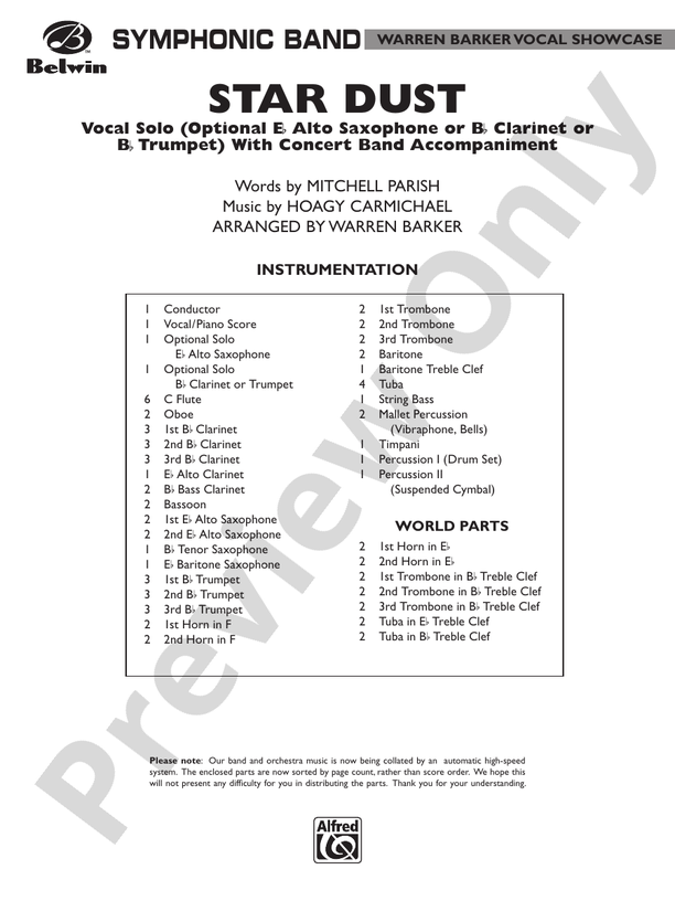 Star Dust: Score: Concert Band Score - Digital Sheet Music Download