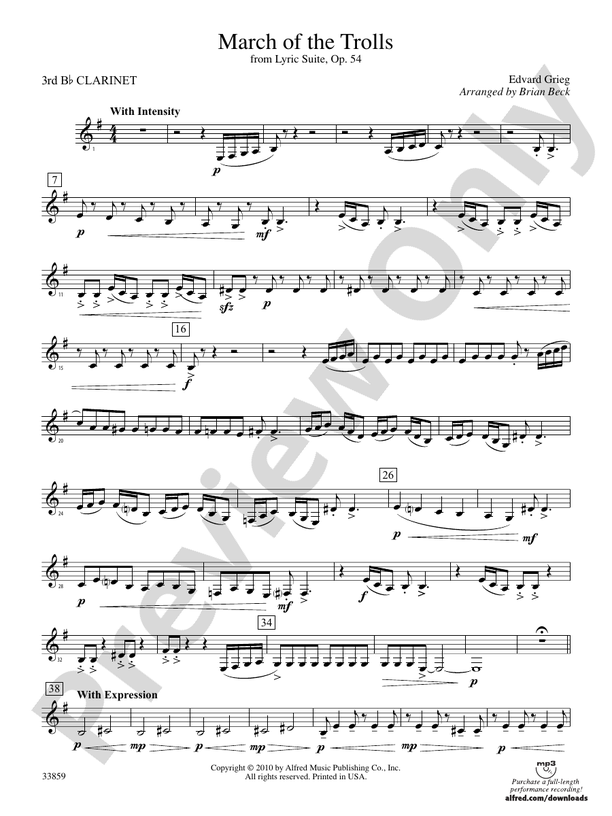 March of the Trolls: 3rd B-flat Clarinet: 3rd B-flat Clarinet Part ...