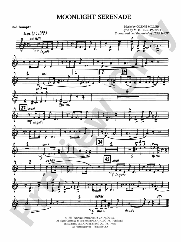 Moonlight Serenade: 3rd B-flat Trumpet: 3rd B-flat Trumpet Part - Digital Sheet Music Download