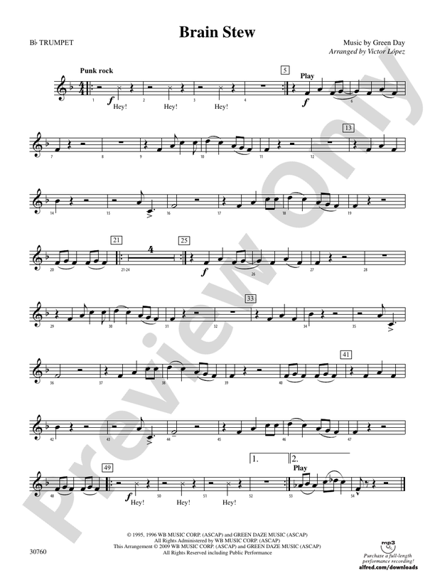 Brain Stew: 1st B-flat Trumpet: 1st B-flat Trumpet Part - Digital Sheet Music Download