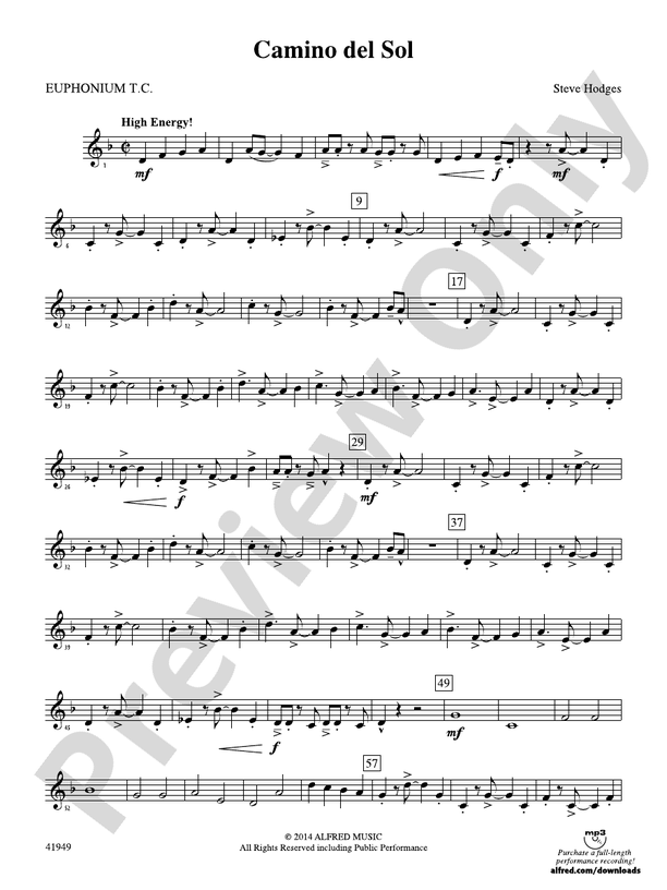 Camino del Sol: Baritone T.C.: Baritone T.C. Part - Digital Sheet Music ...