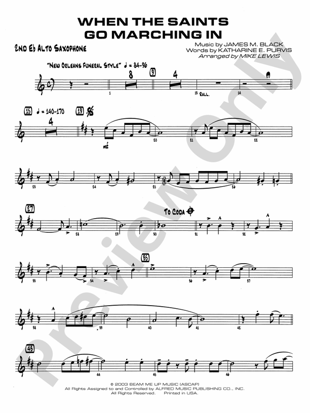 When the Saints Go Marching In: 2nd E-flat Alto Saxophone: 2nd E-flat ...