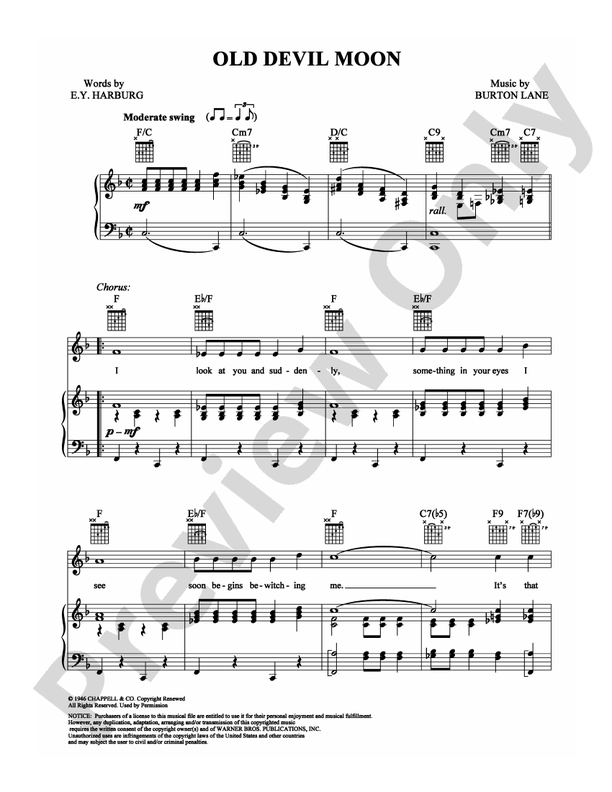Old Devil Moon: Piano/Vocal/Chords: Tony Bennett - Digital Sheet Music Download
